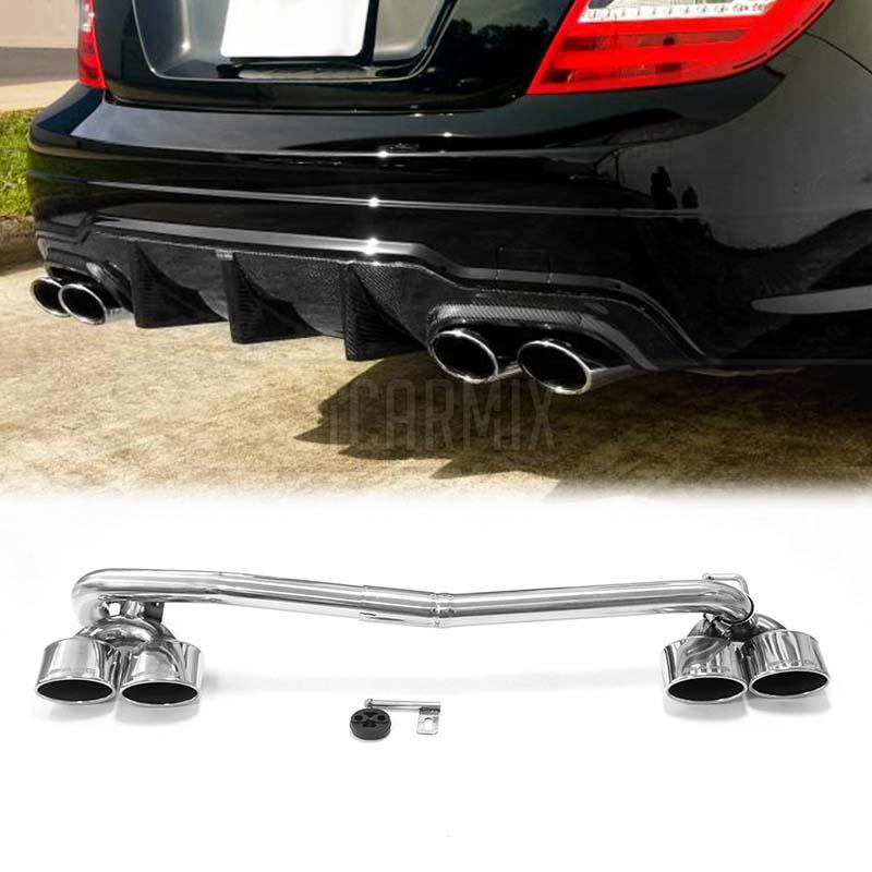 Dual Twin Oval C63 AMG Style w/ Extension Pipe Exhaust Tip For Mercedes ...