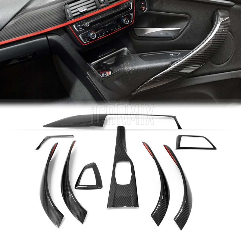 EURSPEC Dry Carbon Fibre Interior Trim Set 9 pcs For BMW 3 Series F30 ...