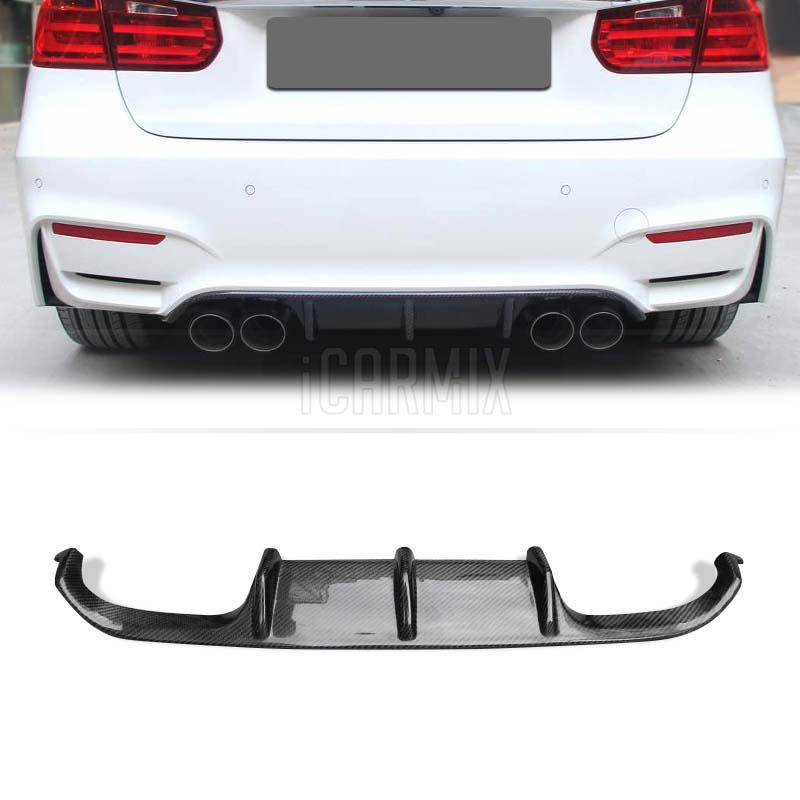 Carbon Fibre Quad Rear Diffuser(oo-oo) M Style For BMW 3 Series F30 Pre ...