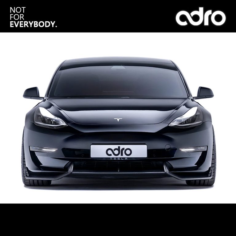 ADRO Carbon Fibre Front Lip V2 Style For Tesla Model 3 Pre - 2017-2023 ...