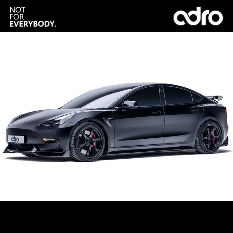 ADRO Carbon Fibre Front Lip V2 Style For Tesla Model 3 Pre - 2017-2023 ...