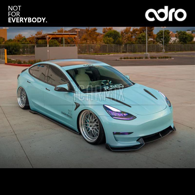 ADRO Carbon Fibre Front Lip V2 Style For Tesla Model 3 Pre - 2017-2023 ...