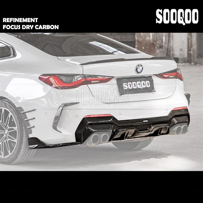 SOOQOO Dry Carbon Fiber Rear Diffuser W/ Rear Canards SQ Style For BMW ...