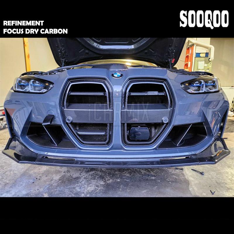 SOOQOO Dry Carbon Fiber Front Grille W/ ACC SQ-V Style For BMW G80 G81 ...