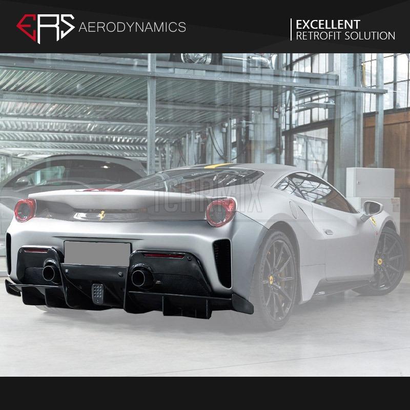 ERS Dry Portion Carbon Fiber Rear Bumper P Style For Ferrari 488 GTB ...